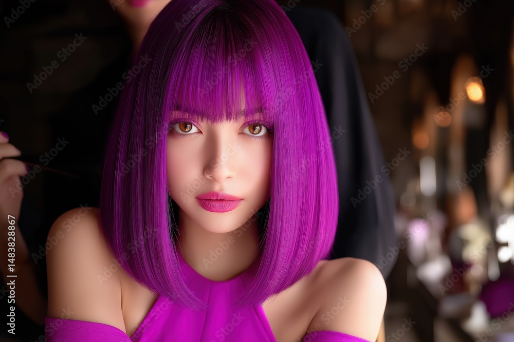 Stock-Foto „Transformative haircut experience at salon with skilled ...