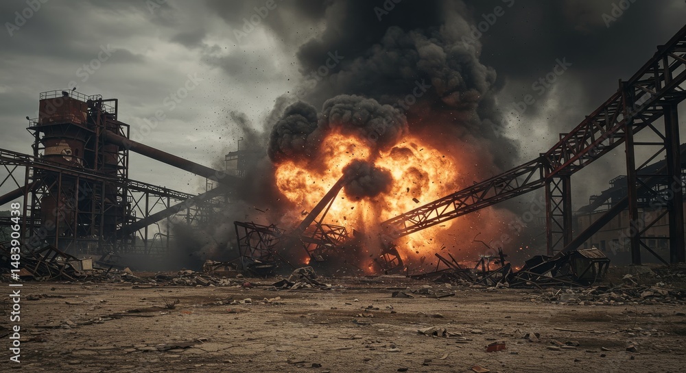 Industrial Explosion Devastation - A massive explosion rocks an ...