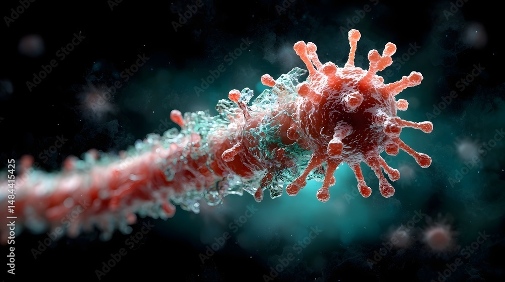 Detailed scientific depicting the Salmonella Typhi bacteria and its ...