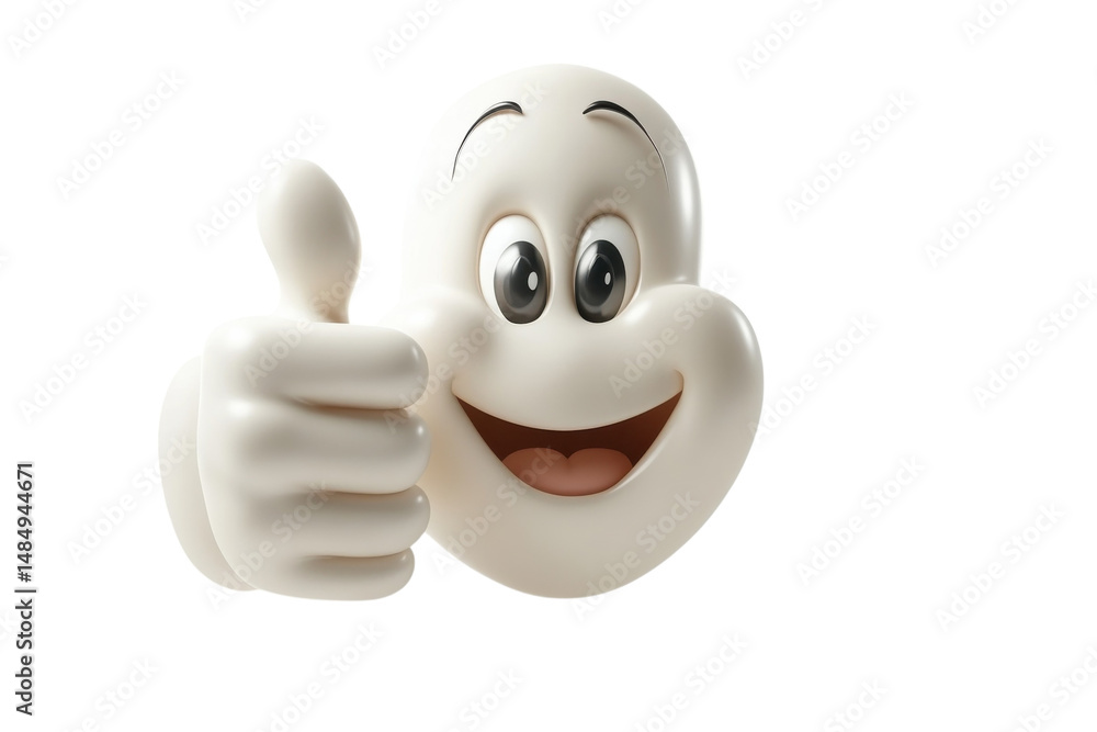 Happy Ghost Thumbs Up Fun 3D Cartoon Ghost Image Positive Friendly on ...
