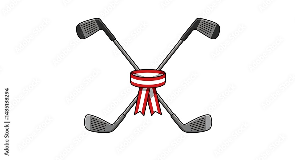 Golf Club Emblem Crossed Golf Clubs with Festive Ribbon Design Stock ...