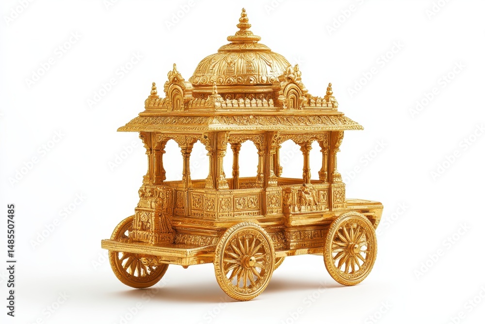 Ornate Golden Chariot Model on White Background Stock Illustration ...
