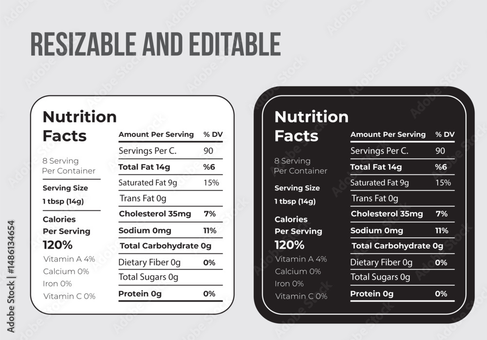 Стоковое векторное изображение «supplement facts, nutrition facts ...