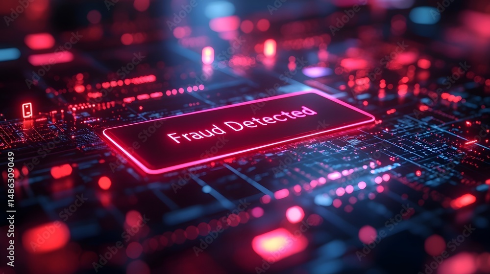Fraud Detected alert on a corporate security dashboard Stock Photo ...