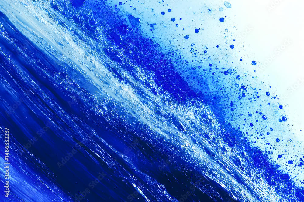 Abstract blue water texture with various shades showing water flow with ...