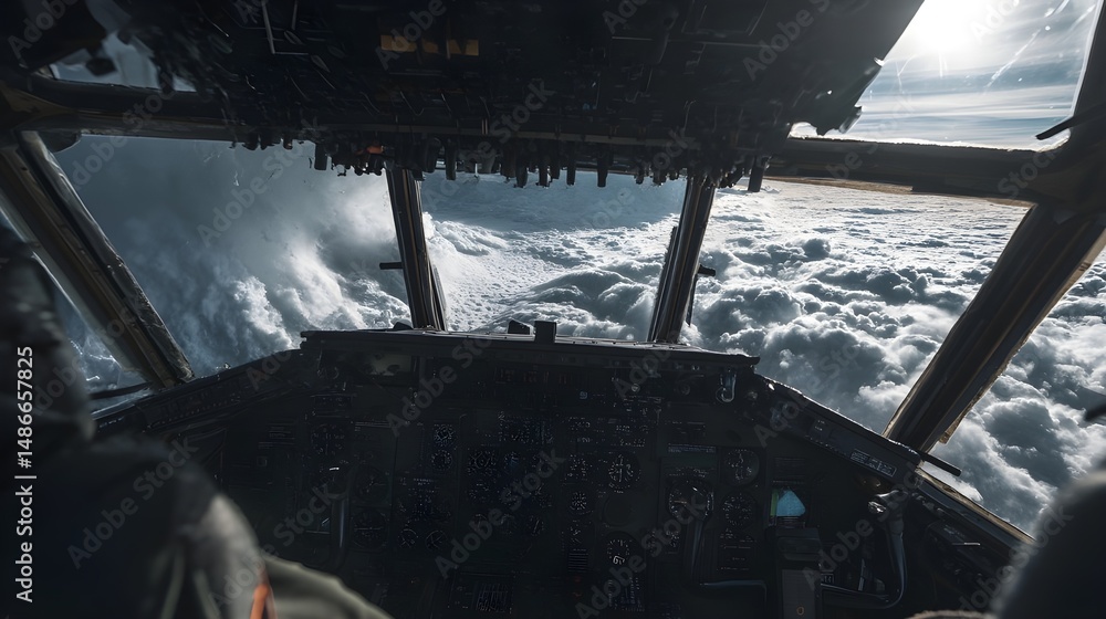 Historic hurricane hunter aircraft flying through storm clouds captures ...