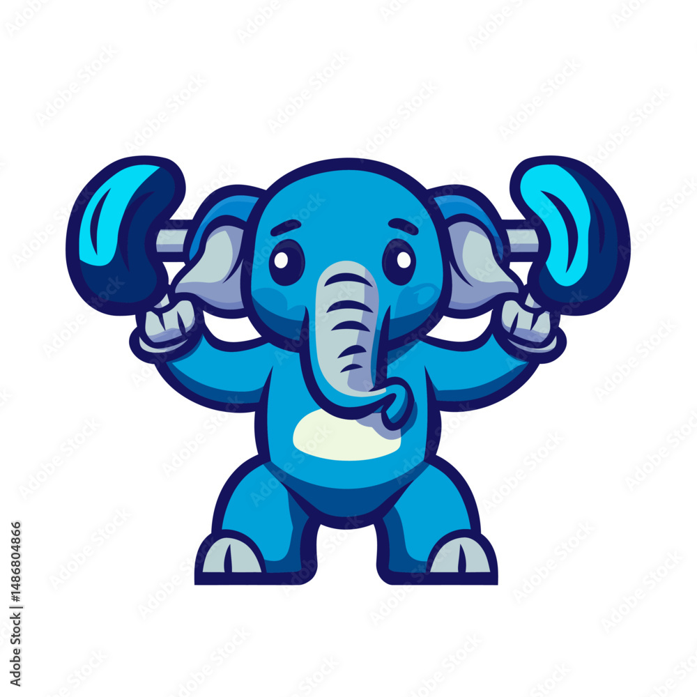 Training an elephant using a barbell, as depicted in modern cartoon ...