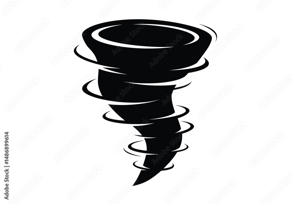 Tornado silhouette. This image shows a black tornado silhouette, a ...