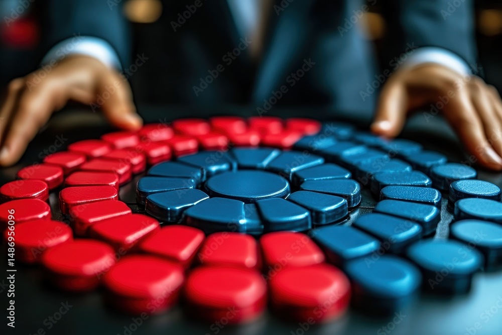 Colorful Arrangement of Circular Game Tokens in a Strategic Pattern on ...