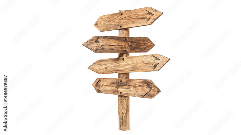 Signpost with Multiple Wooden Arrows Pointing in Different Directions ...