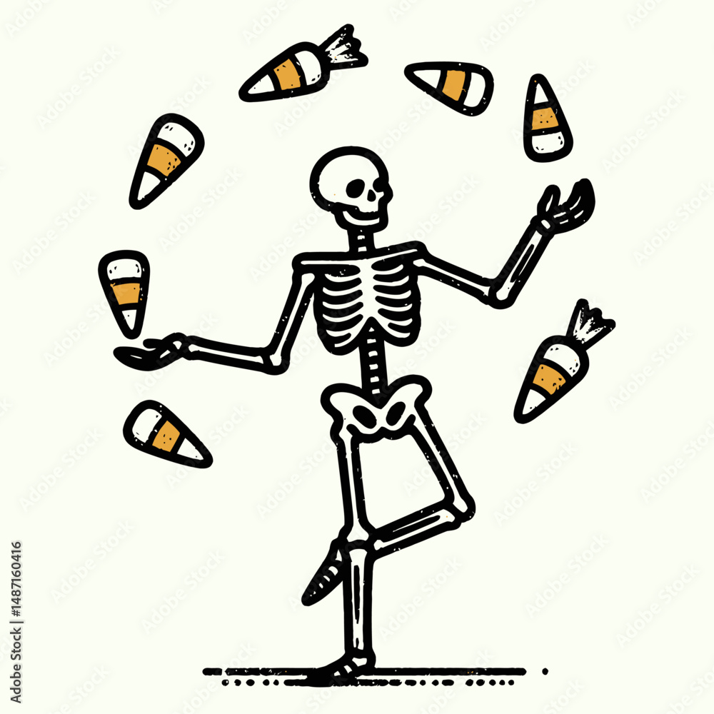 Skeleton juggling candy corn. Halloween Skull Bones Anatomy Skeletal ...
