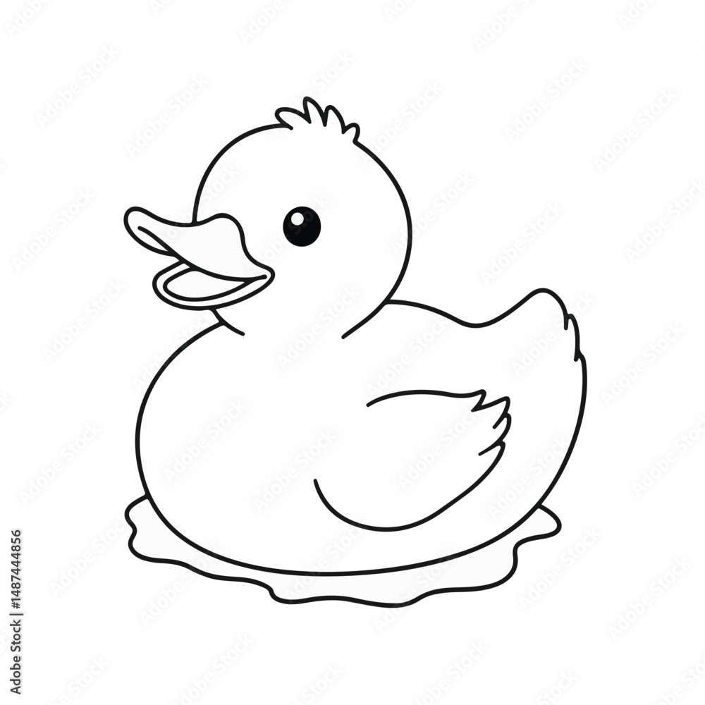 Rubber Duck Coloring Page Outline for Kids' Activities, Educational ...
