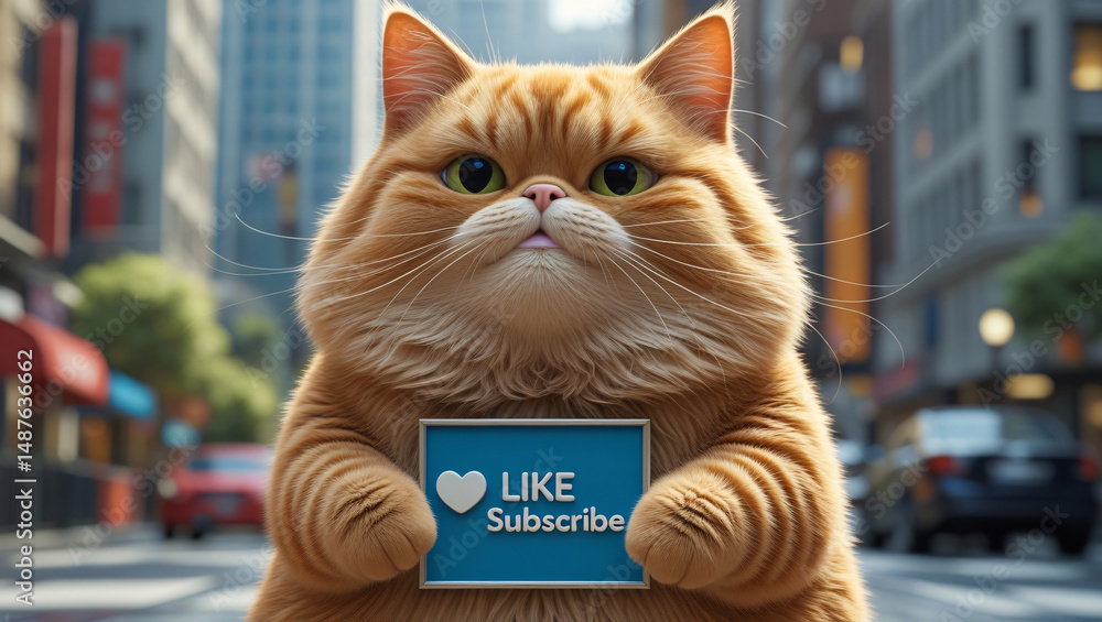 Modern Highly detailed, cinematic photograph of a fluffy, chubby orange ...