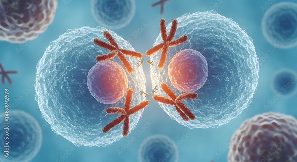 Microscopic Cell Division: Chromosomes Separating During Cytokinesis ...