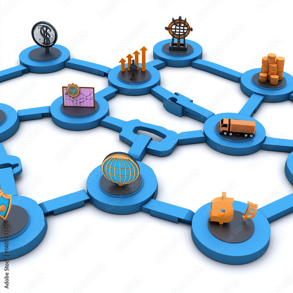 Ilustración de Stock Value chain supply chain strategy. Logistics ...