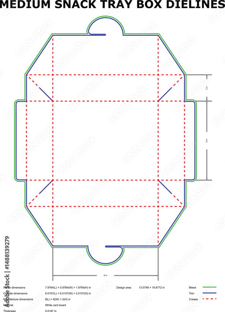 Vector de Stock Detailed die-cut diagram for a medium snack tray ...
