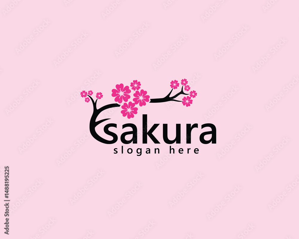 sakura logo, creative sakura tree combined with the letter s, logo ...