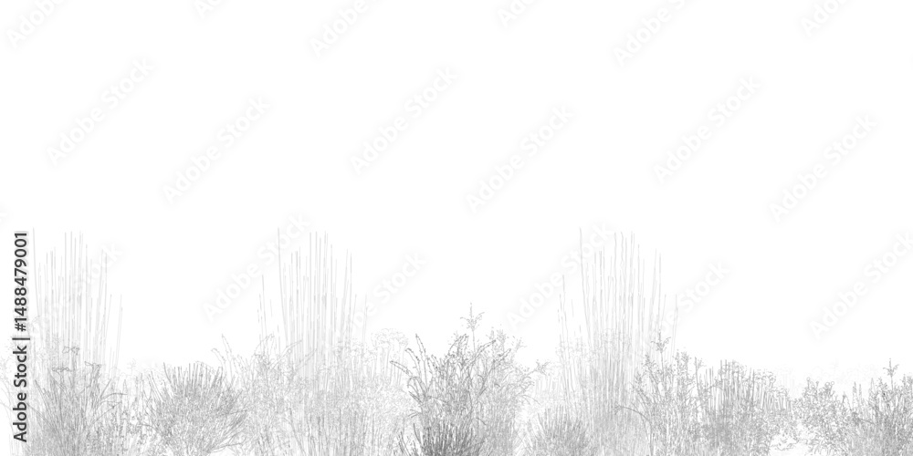 Architectural Drawings, Minimal style cad tree line drawing, Side view ...