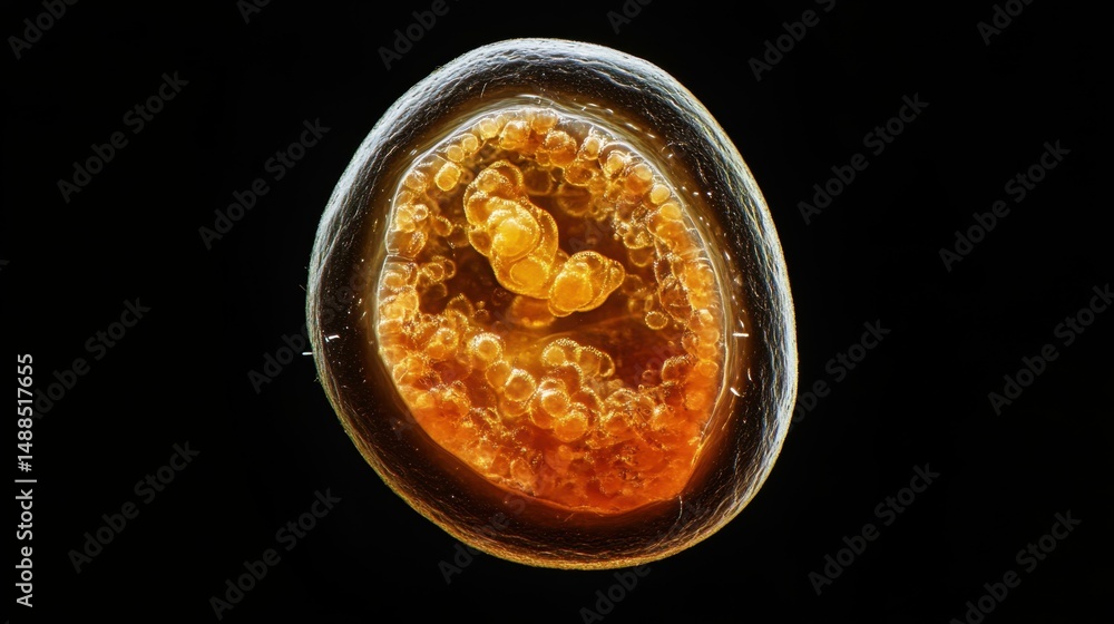 Egg development inside Ascaris sp. parasitic roundworm under the ...