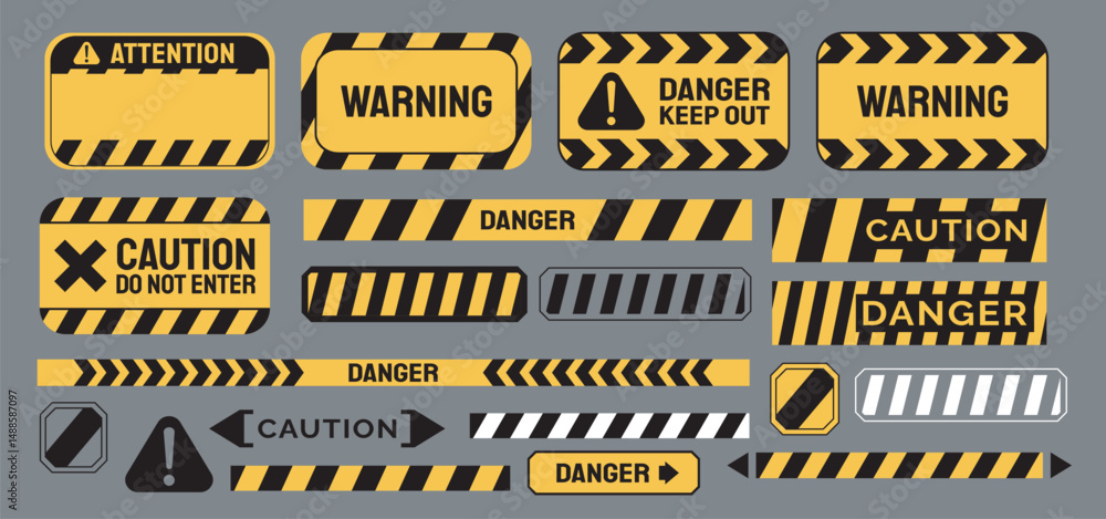 Warning vector signs. Attention sign, warning sign, caution sign ...