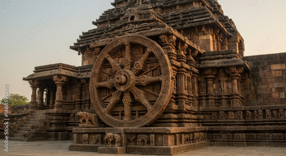 Ilustracja bez tantiem: Konark Sun Temple Wheel Architecture ...