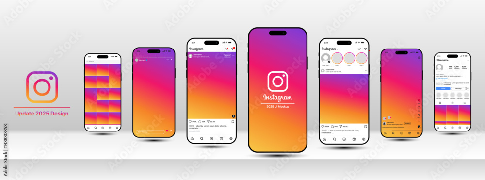 Instagram post story reels mockup template with 2025 grid size and ...