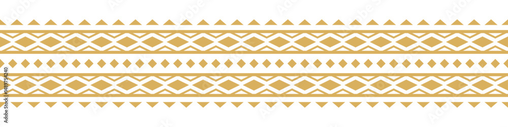 Gold ethnic border with geometric tribal pattern. Stock Vector | Adobe ...