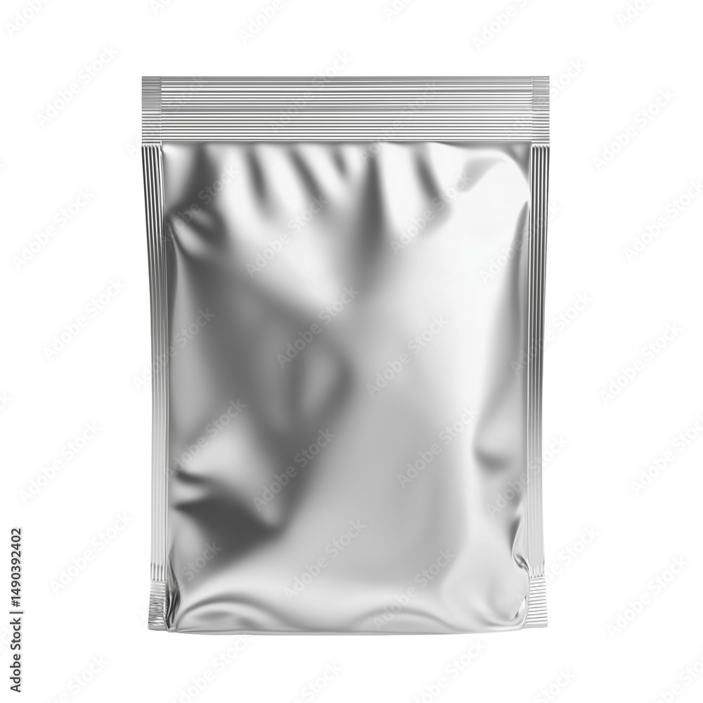 Silver Retort Pouch Mockup Template Isolated on Transparent Background ...