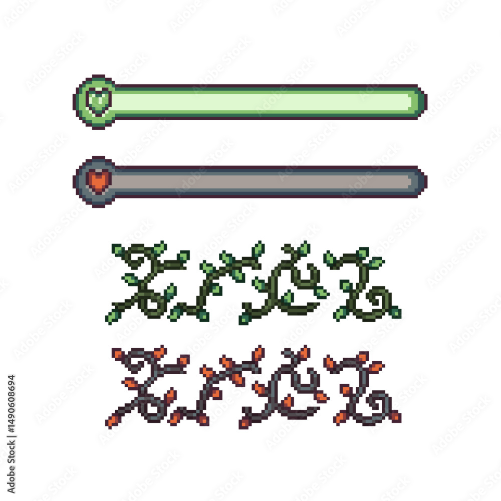 Image vectorielle Stock Sword and ivy arcade game assets, battery ...