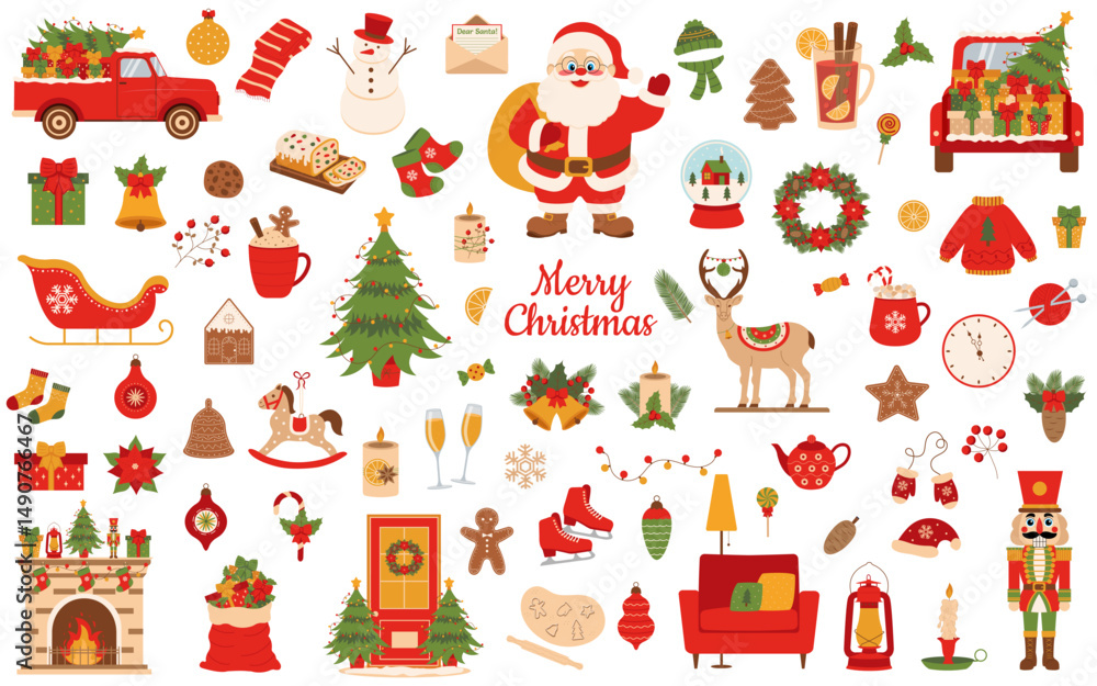 Christmas set. Set of winter and christmas elements. Winter set ...