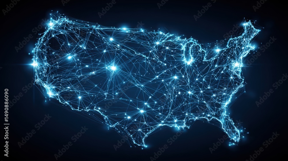 Stock-Illustration „United states map with network overlay ...