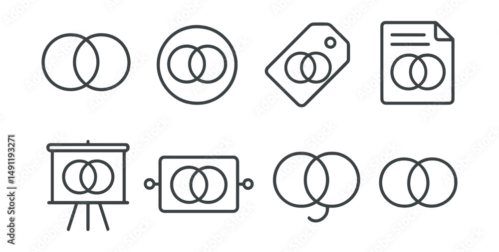 Vektor Line style icons of Venn diagrams: intersection icon ...