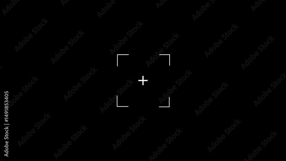 A minimalist white crosshair and target design centered on a black ...