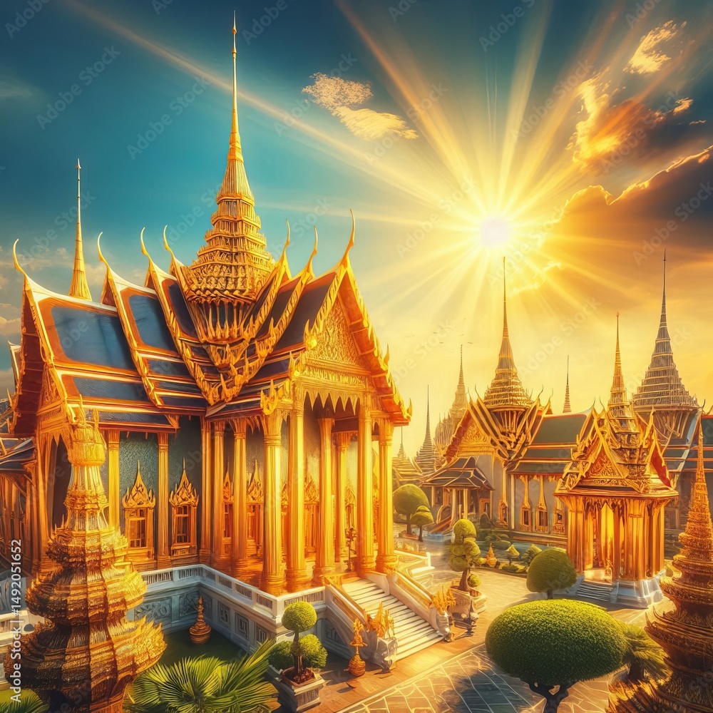 AI art of the golden spires of the Grand Palace Stock Photo | Adobe Stock
