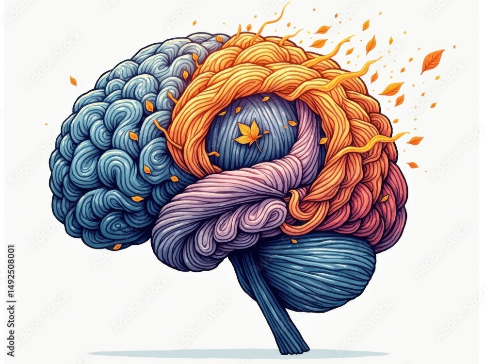 Textura cerebral dibujada a mano con ilustraciones de trastornos de ...