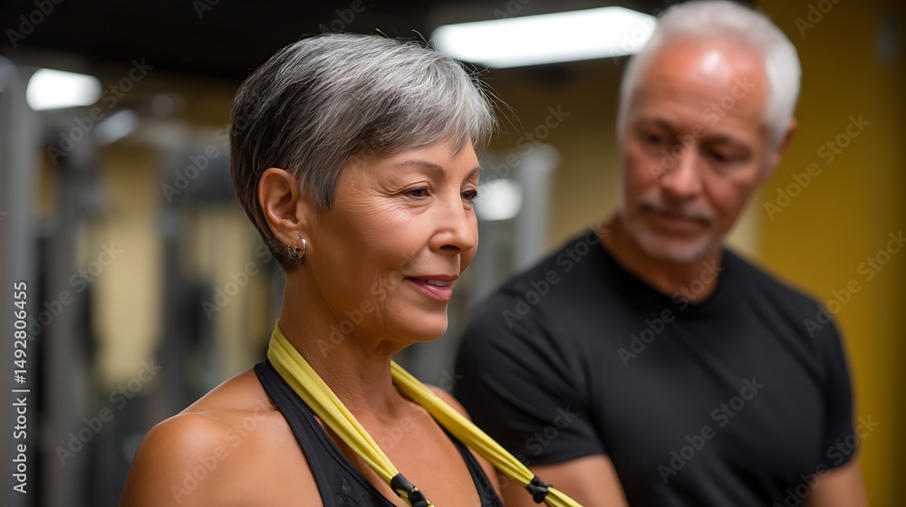 Older Person Engaging in Fitness Routine with Resistance Bands in a ...