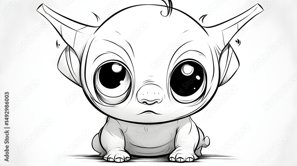 29. Baby cyclops with one big eye and tiny horn, outlined in bold black ...