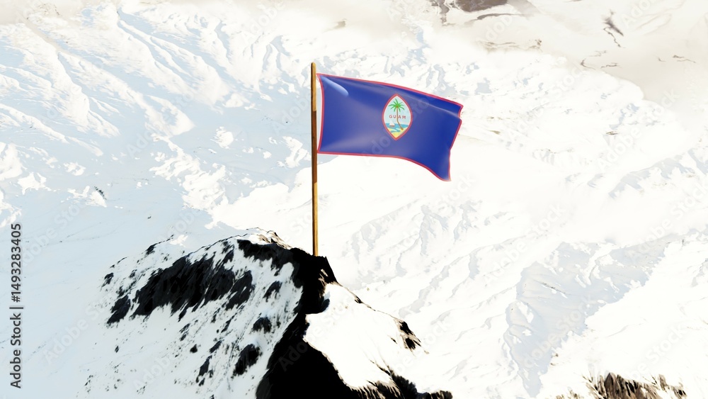 3D rendering of the Guam national flag showing a blue field with a red ...
