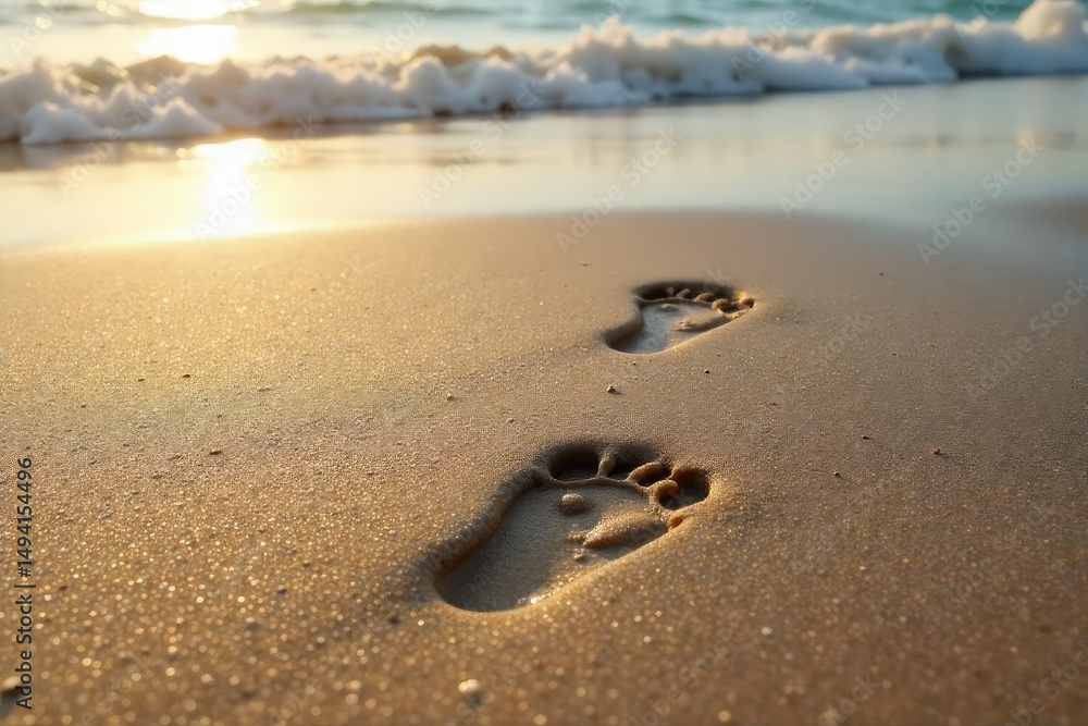 A single footprint in wet sand, symbolizing a journey's emotional ...
