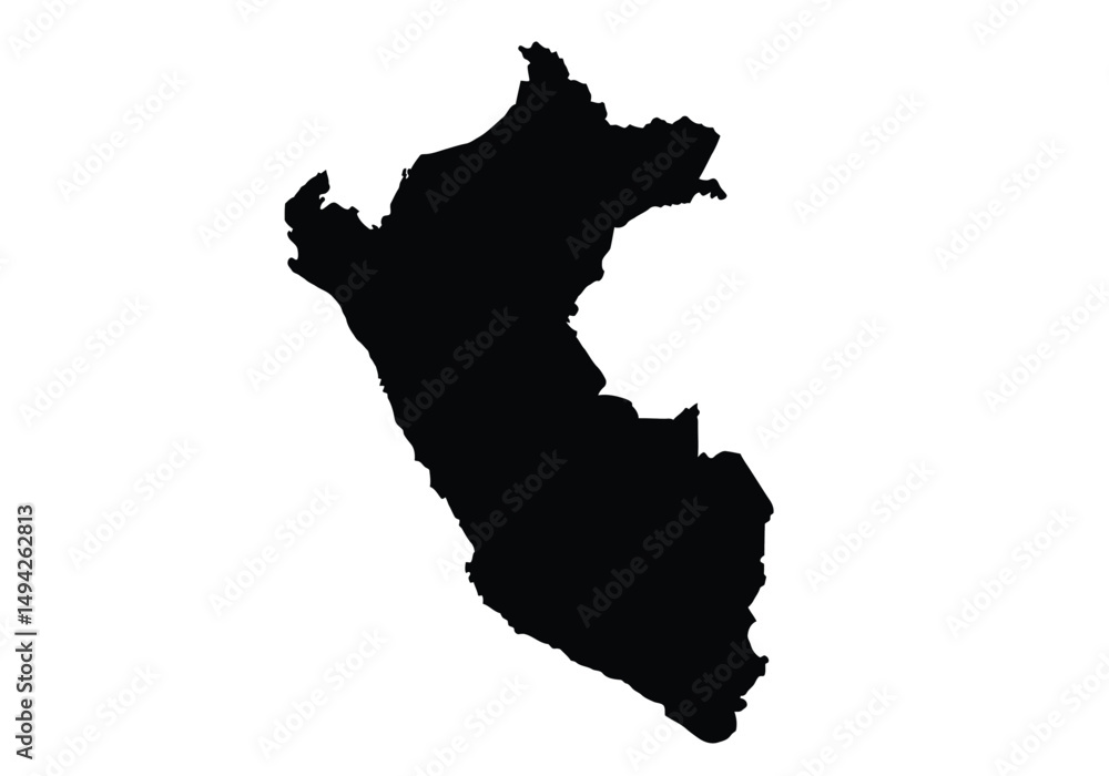Peru silhouette. This image displays the black outline of the Peru map ...