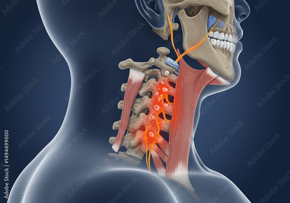 Cervical Spine Anatomy: Detailed Illustration of Neck Muscles, Bones ...