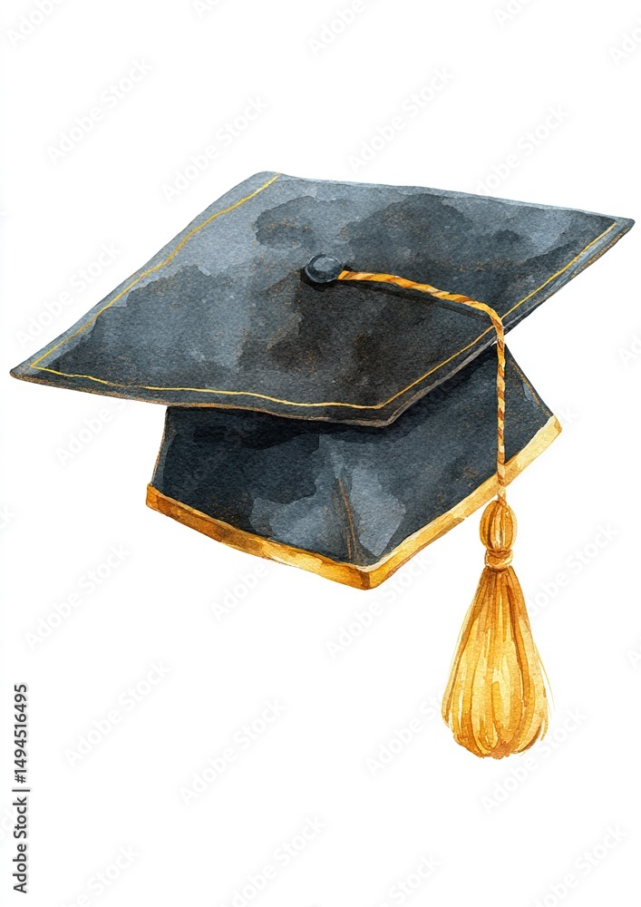 Graduation Clipart, Watercolor Graduation clip art. Grad cap, Diploma ...