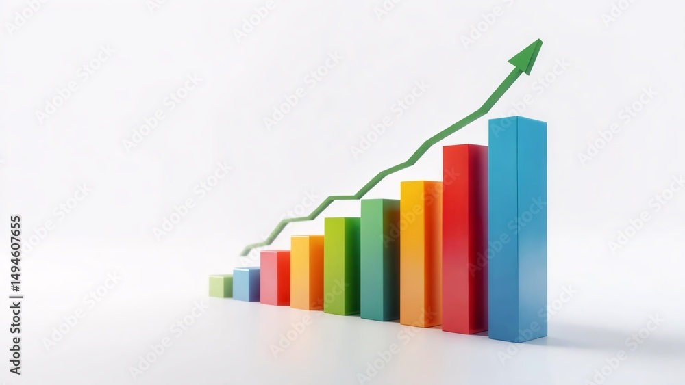 Colorful Bar Graph Illustrating Exponential Growth and Upward Trend ...