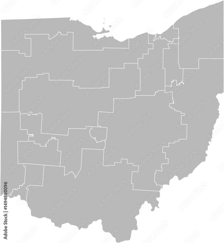 Ohio congressional districts vector map (Web Mercator projection, PPT ...