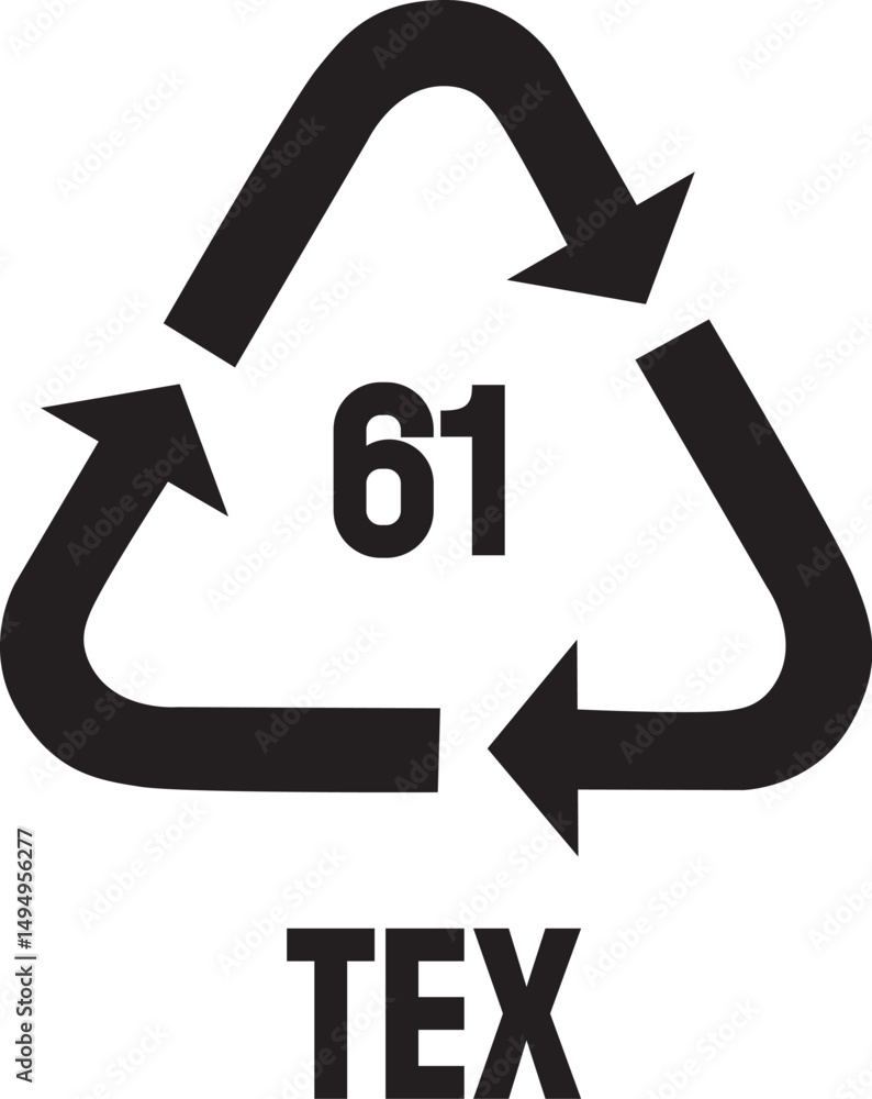 synthetic textile recycling symbol tex code 61 close-up eco-friendly ...