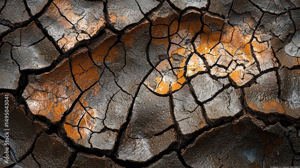 Louisiana bayou mud texture close-up featuring deep cracks and moisture ...