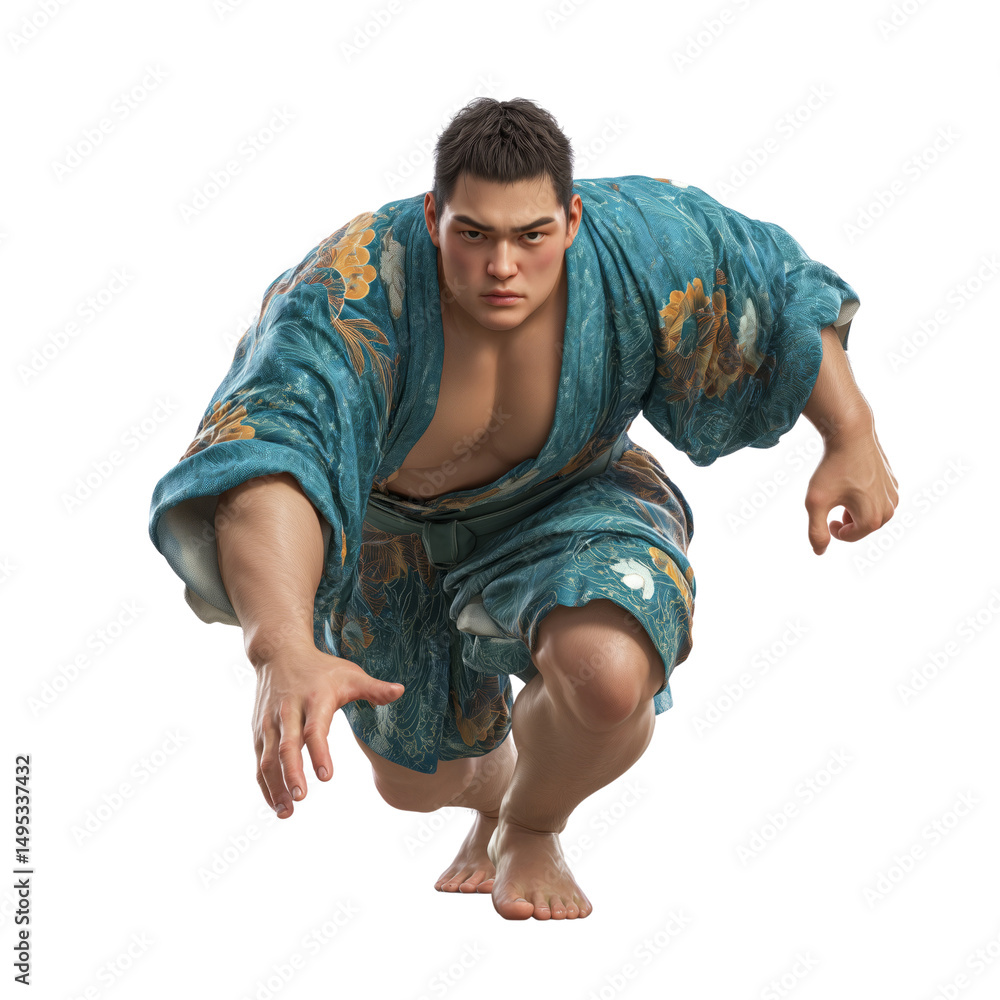 Dynamic action pose of a male fighter studio setting art realistic ...