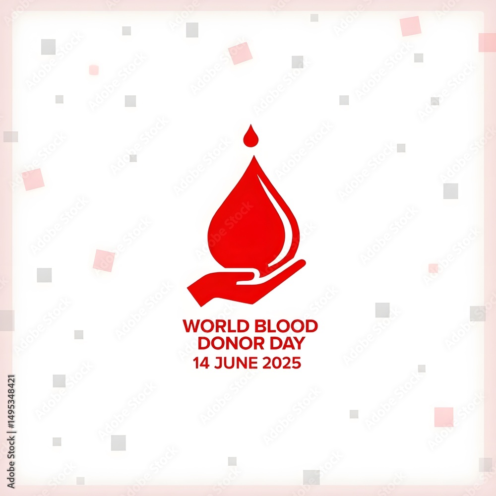 World Blood Donor Day 2025 Poster – Red Drop and Hand Symbol Design ...