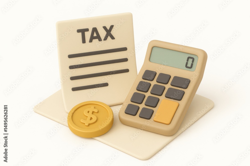 Tax calculation tools finance symbols desktop setup home office Stock ...