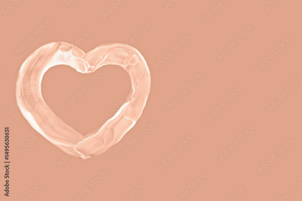Heart shape drawn with cream on Mocha and Mousse, brown background ...